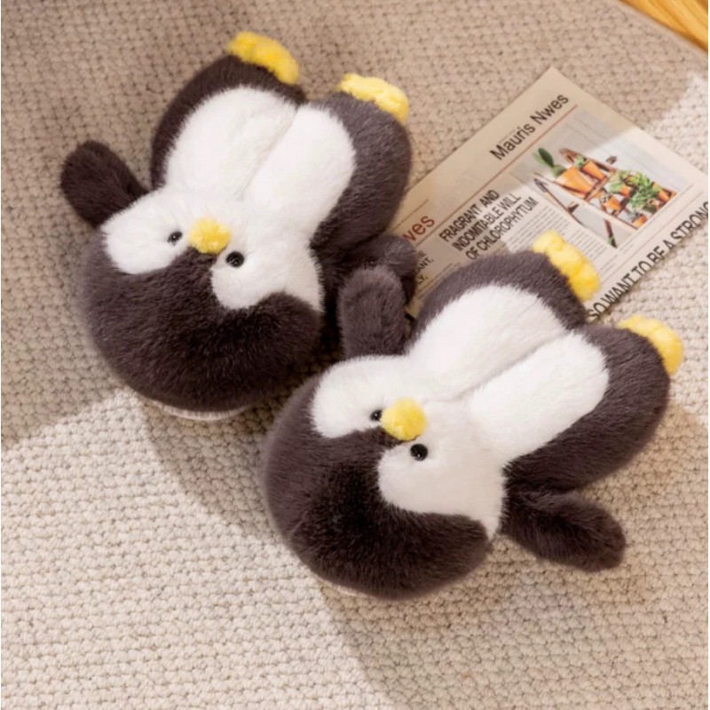 Penguin Slippers with Rubber Sole